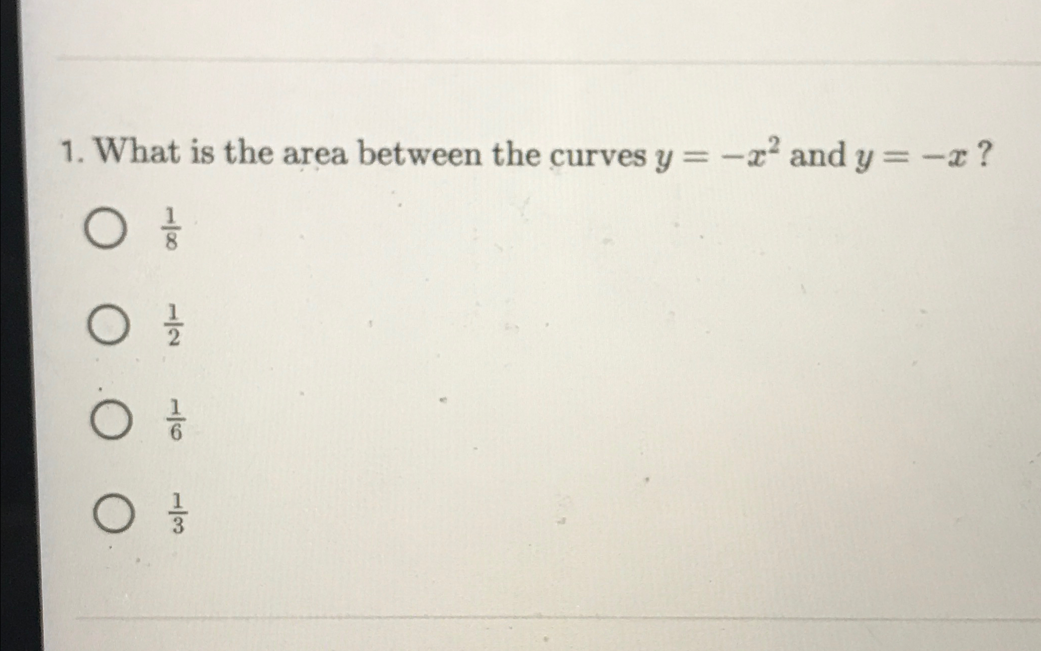 Solved What is the area between the curves y=-x2 ﻿and | Chegg.com