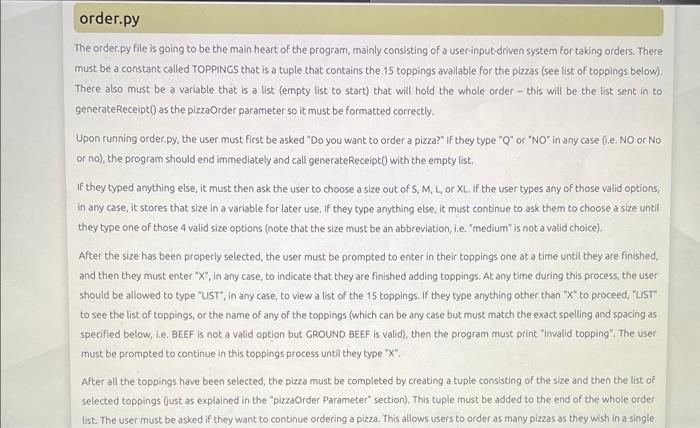 Solved In the pizzaReceipt.py file, create a function called | Chegg.com