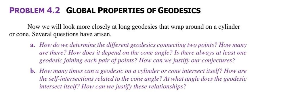 Solved PROBLEM 4.2 GLOBAL PROPERTIES OF GEODESICS Now we | Chegg.com