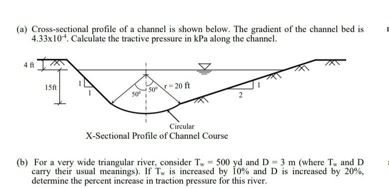 Solved 1 (a) Cross-sectional profile of a channel is shown | Chegg.com