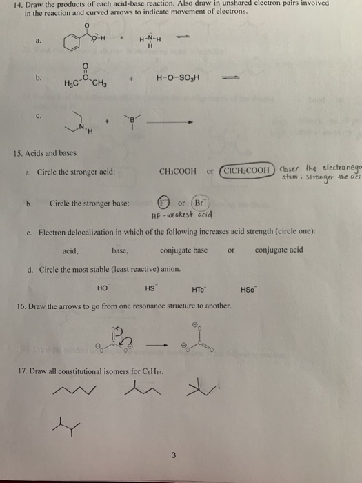 Solved 14. Draw the products of each acid-base reaction. | Chegg.com