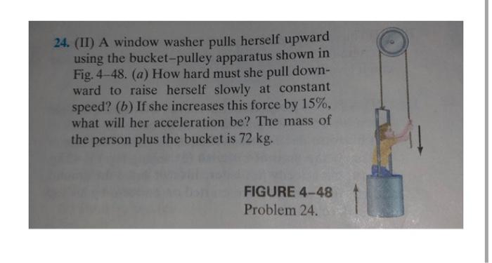 Solved 24. (II) A window washer pulls herself upward using | Chegg.com