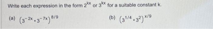 Solved Write each expression in the form 2kx or 3kx for a | Chegg.com