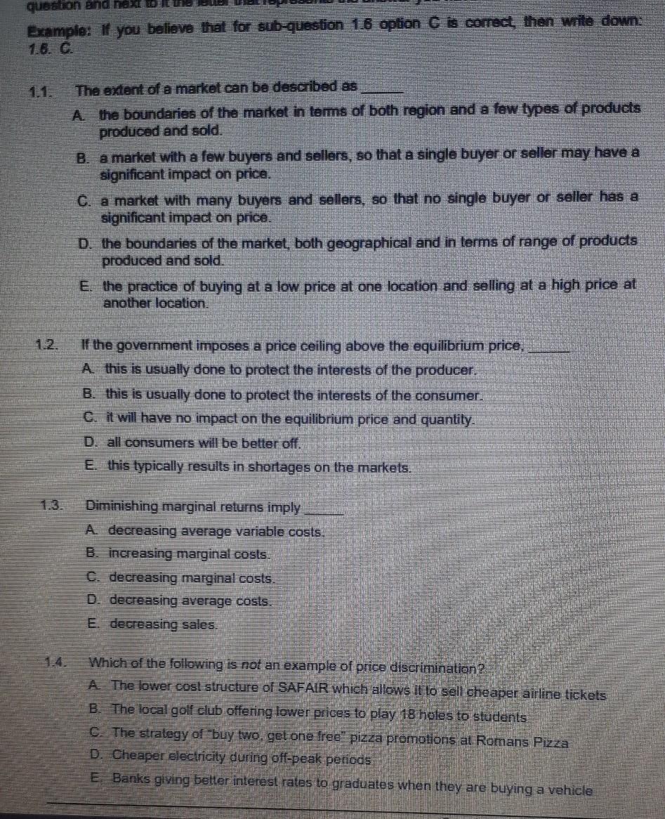 Solved question and nex Example: If you believe that for | Chegg.com