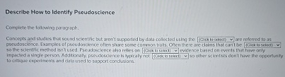 Solved Describe How to Identify PseudoscienceComplete the | Chegg.com