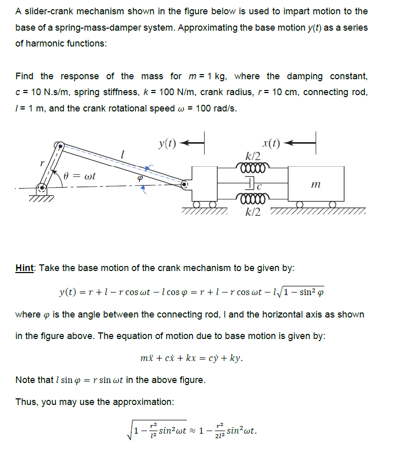Solved A slider-crank mechanism shown in the figure below is | Chegg.com