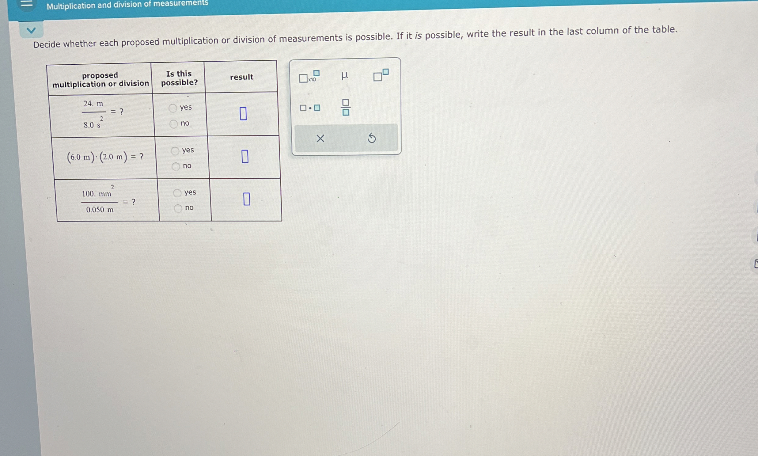 Solved Multiplication and division of measurementsDecide | Chegg.com