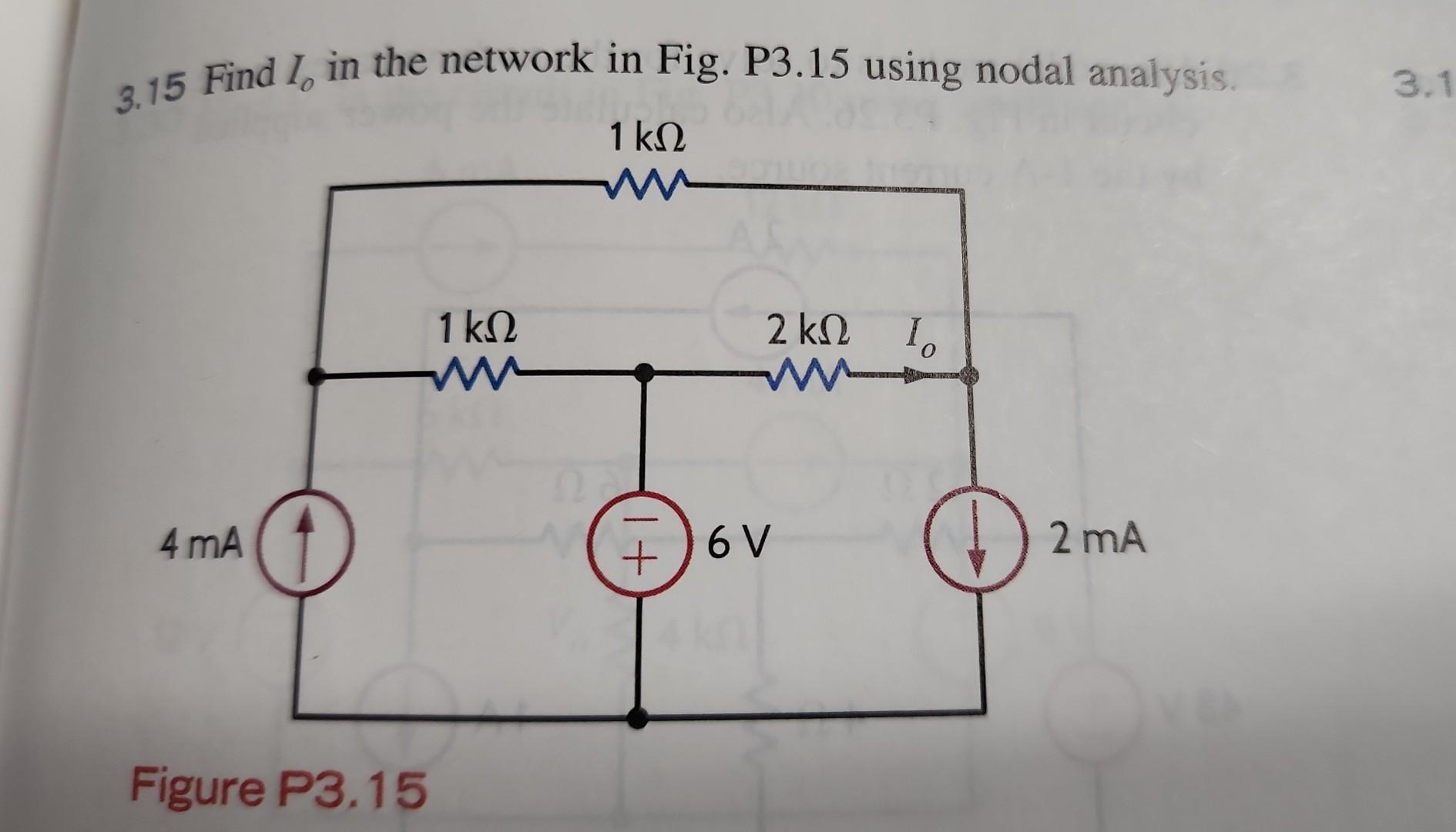 Solved 215 Find Io in the network in Fig. P3.15 using nodal | Chegg.com