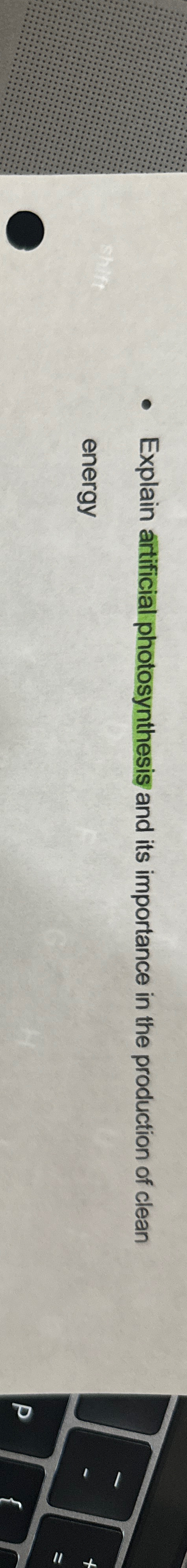 Solved Explain artificial photosynthesis and its importance | Chegg.com