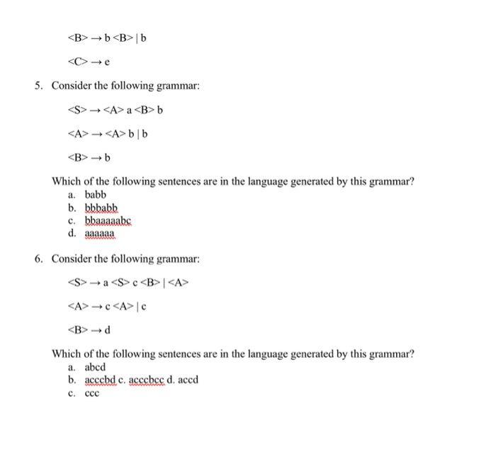 Solved 1. Using the grammar below: →=