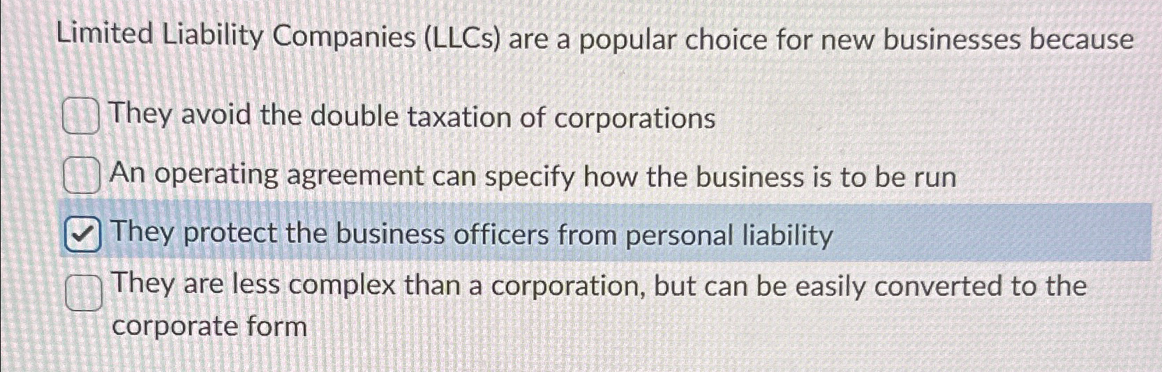 Solved Limited Liability Companies (LLCs) ﻿are a popular | Chegg.com
