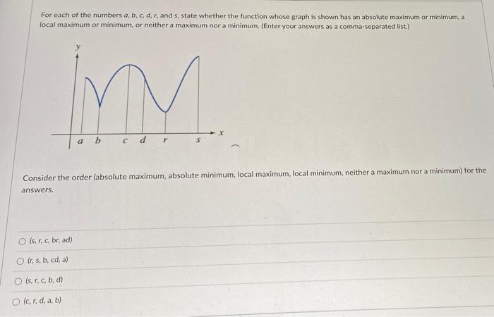 Solved For each of the numbers a, b, c, d. r. and s, state | Chegg.com