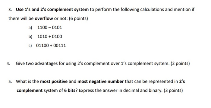  Solved 3 Use 1 S 2 S Complement System Perform Following 