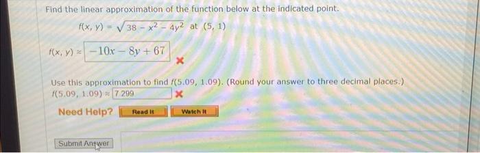 Solved Find the linear approximation of the function below | Chegg.com