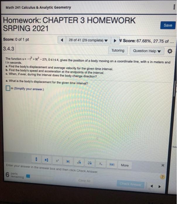 Solved Math 241 Calculus & Analytic Geometry BOU Homework: | Chegg.com