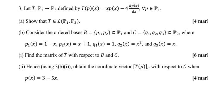 Solved 3. Let T:P1→P2 defined by | Chegg.com