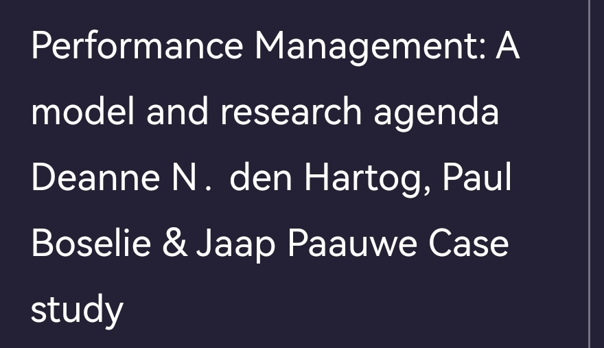 Performance Management: A model and research agenda | Chegg.com