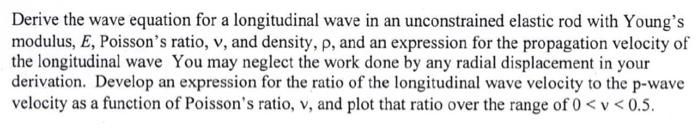 Solved Derive the wave equation for a longitudinal wave in | Chegg.com