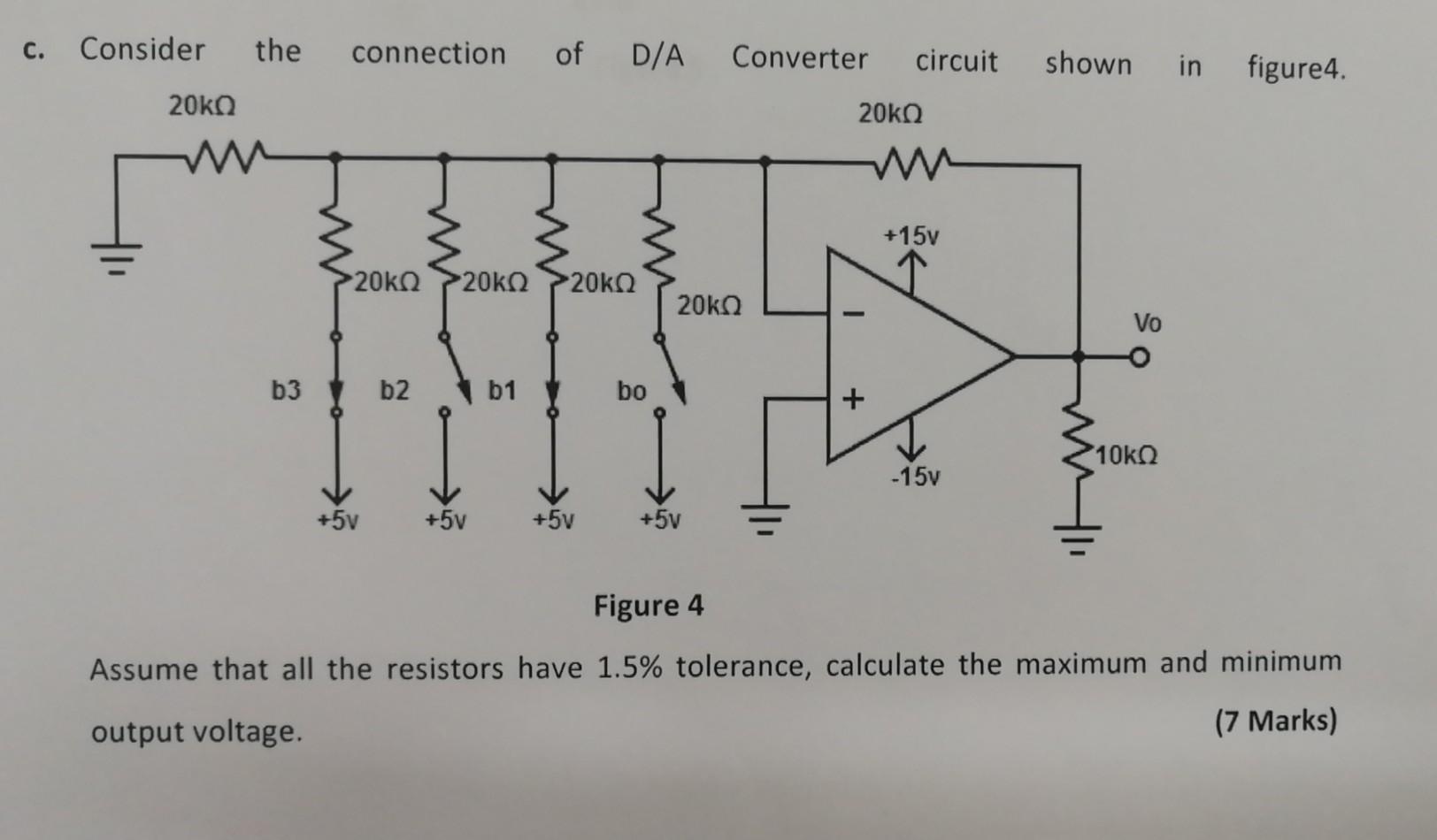 Solved c. Consider the connection of D/A Converter circuit | Chegg.com