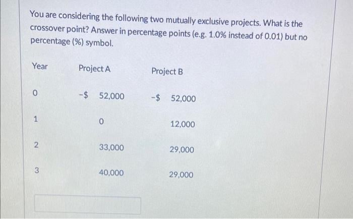 Solved You are considering the following two mutually | Chegg.com
