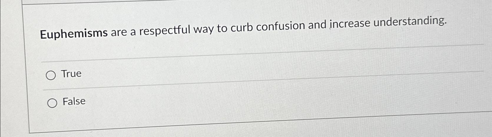Solved Euphemisms are a respectful way to curb confusion and | Chegg.com