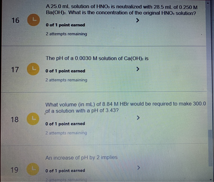 Solved A 25.0 ml solution of HNO3 is neutralized with 28.5 | Chegg.com