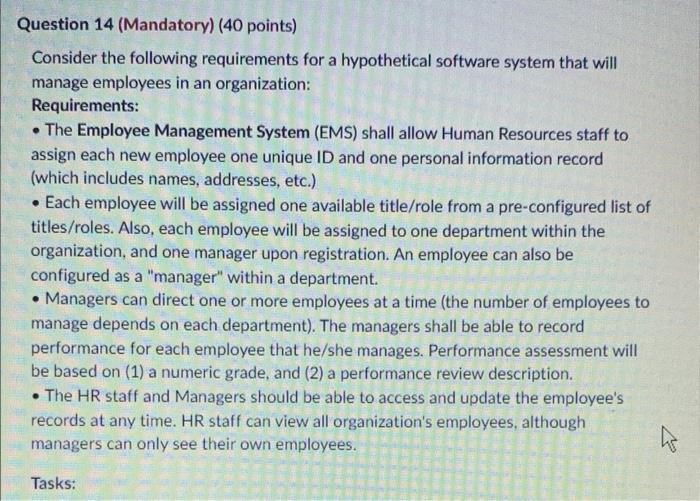 Solved Consider the following requirements for a | Chegg.com
