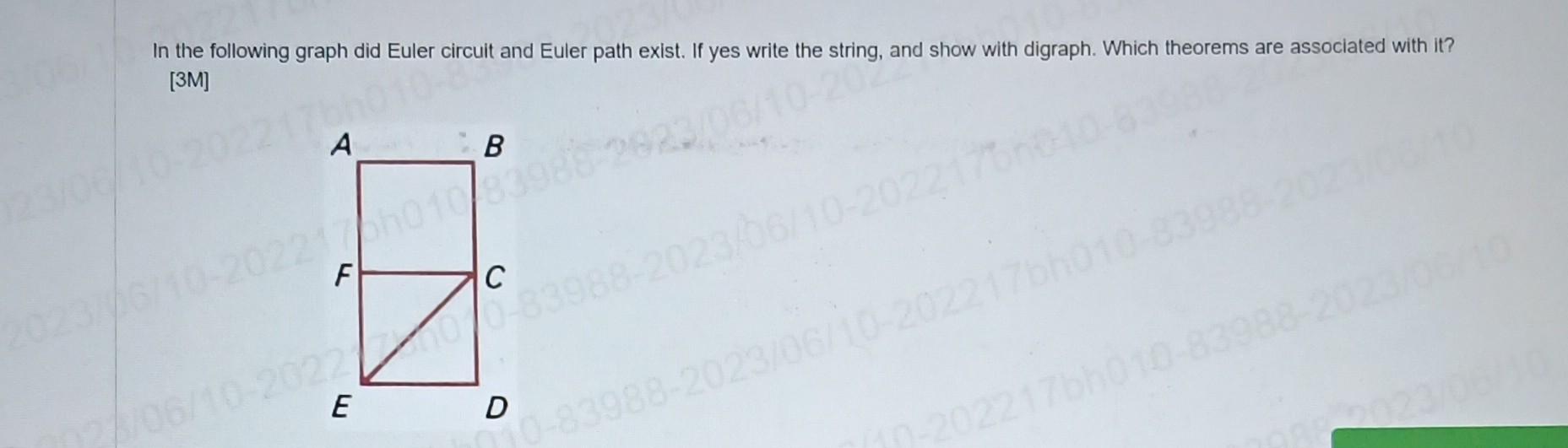 Solved In the following graph did Euler circuit and Euler | Chegg.com