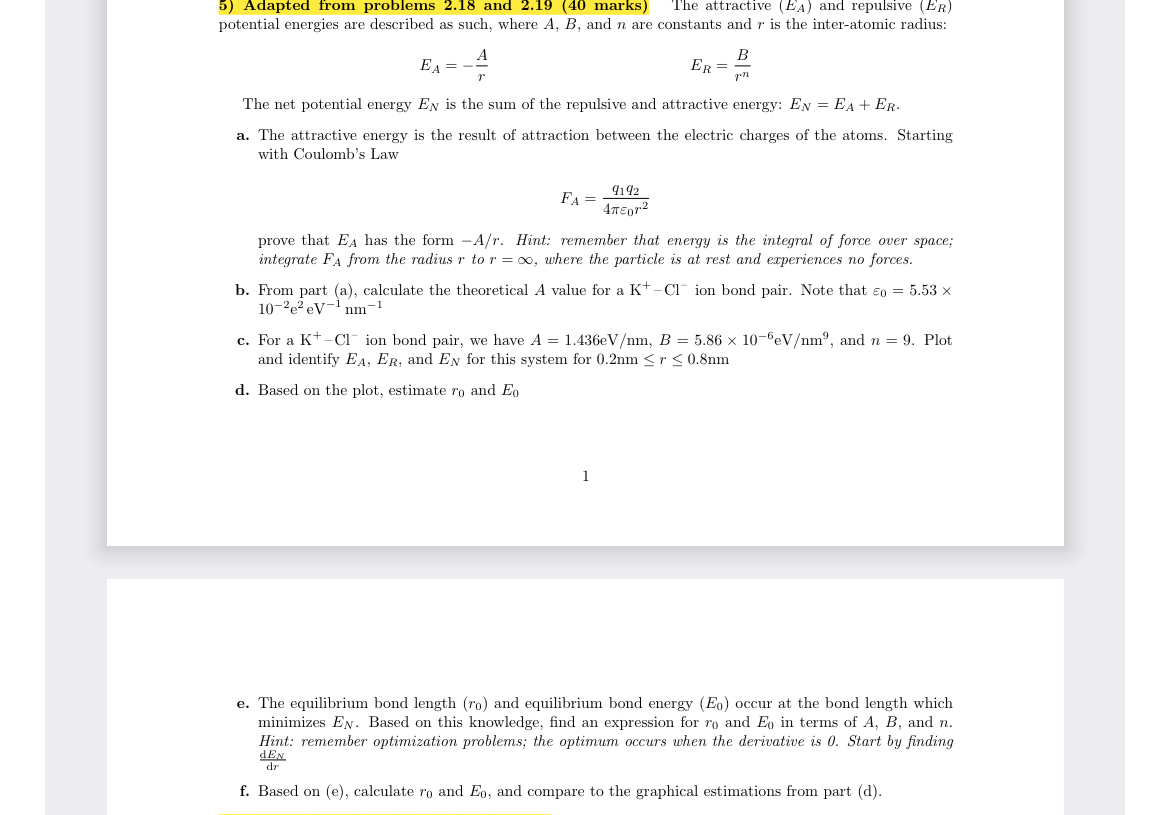 Solved Adapted from problems 2.18 ﻿and 2.19 (40 ﻿marks) ﻿The | Chegg.com