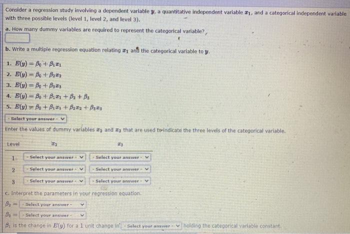 Solved Consider a regression study involving a dependent | Chegg.com