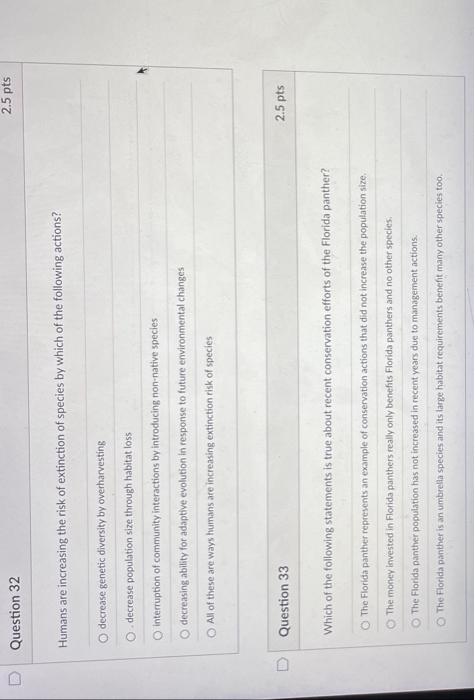 Solved Humans are increasing the risk of extinction of | Chegg.com