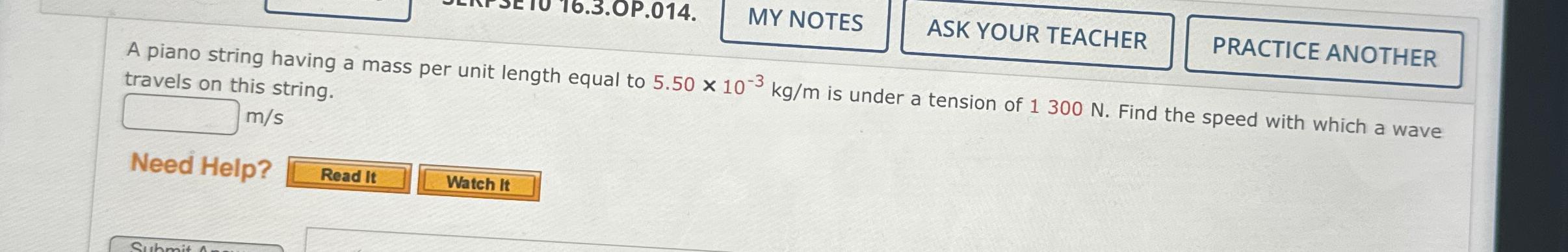 Solved ASK YOUR TEACHERA piano string having a mass per unit | Chegg.com