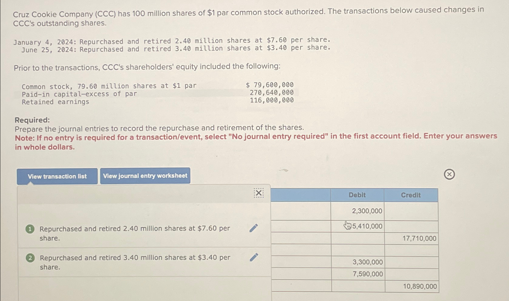 Solved Cruz Cookie Company Ccc ï Has 100 ï Million Shares Of Chegg