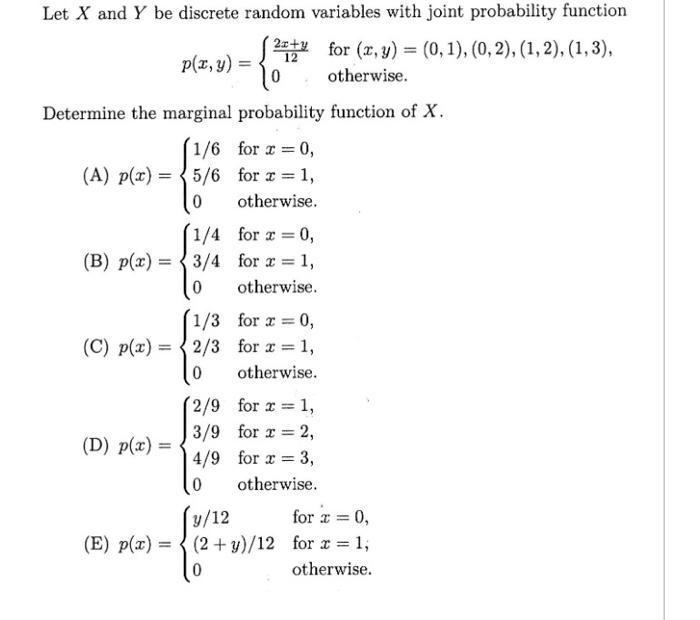 Solved Let X and Y be discrete random variables with joint | Chegg.com