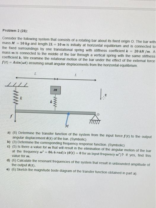 Solved Problem 2 (28): Consider the following system that | Chegg.com