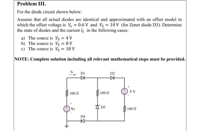 Solved For the diode circuit shown below: Assume that all | Chegg.com