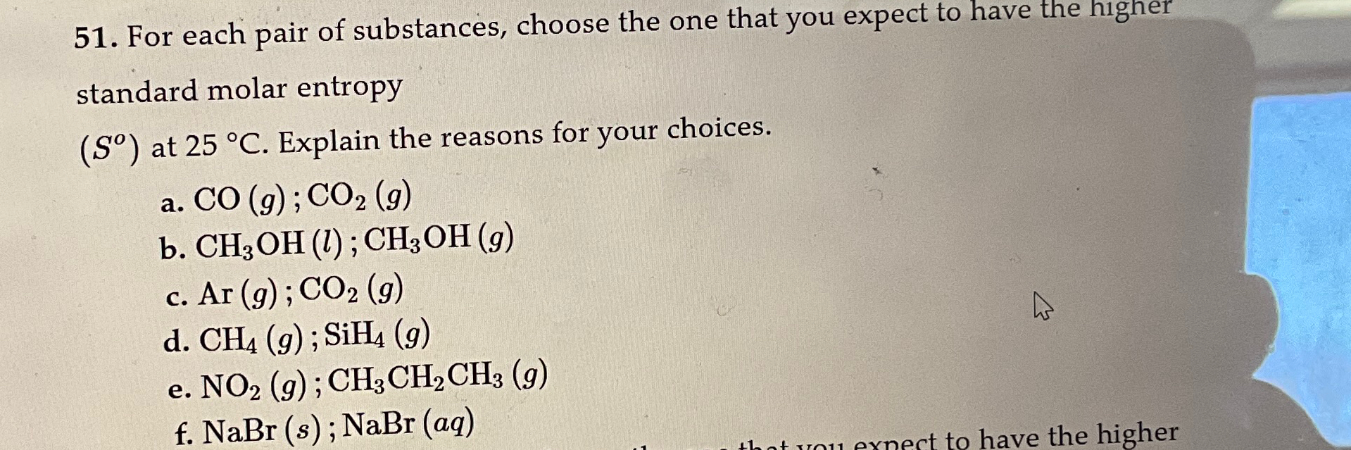Solved For each pair of substances, choose the one that you | Chegg.com