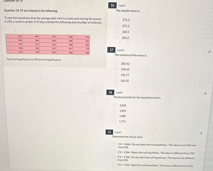 Solved Question 16-19 are related to the following: The | Chegg.com