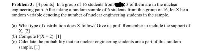 Solved Problem 3: [4 points] In a group of 16 students from | Chegg.com