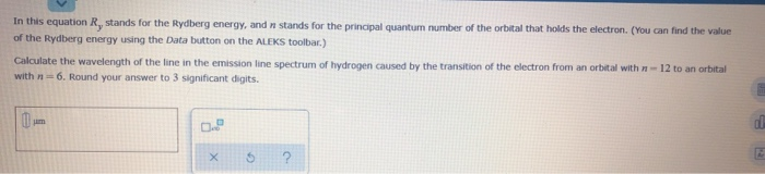 Solved In this equation R, stands for the Rydberg energy, | Chegg.com