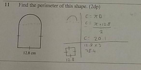 Solved 11 Find the perimeter of this shape. (2dp) CD c=T» | Chegg.com