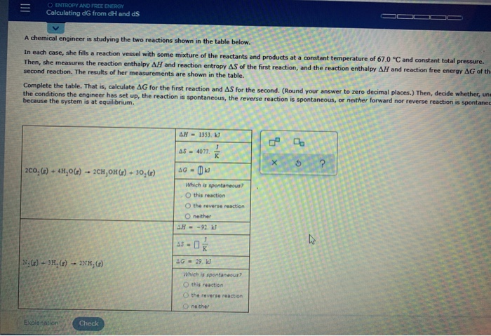Solved E O ENTROPY AND FREE ENERGY Calculating dG from dH | Chegg.com