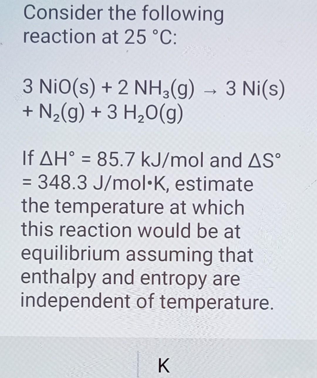 Solved Consider the following reaction at 25∘C : | Chegg.com