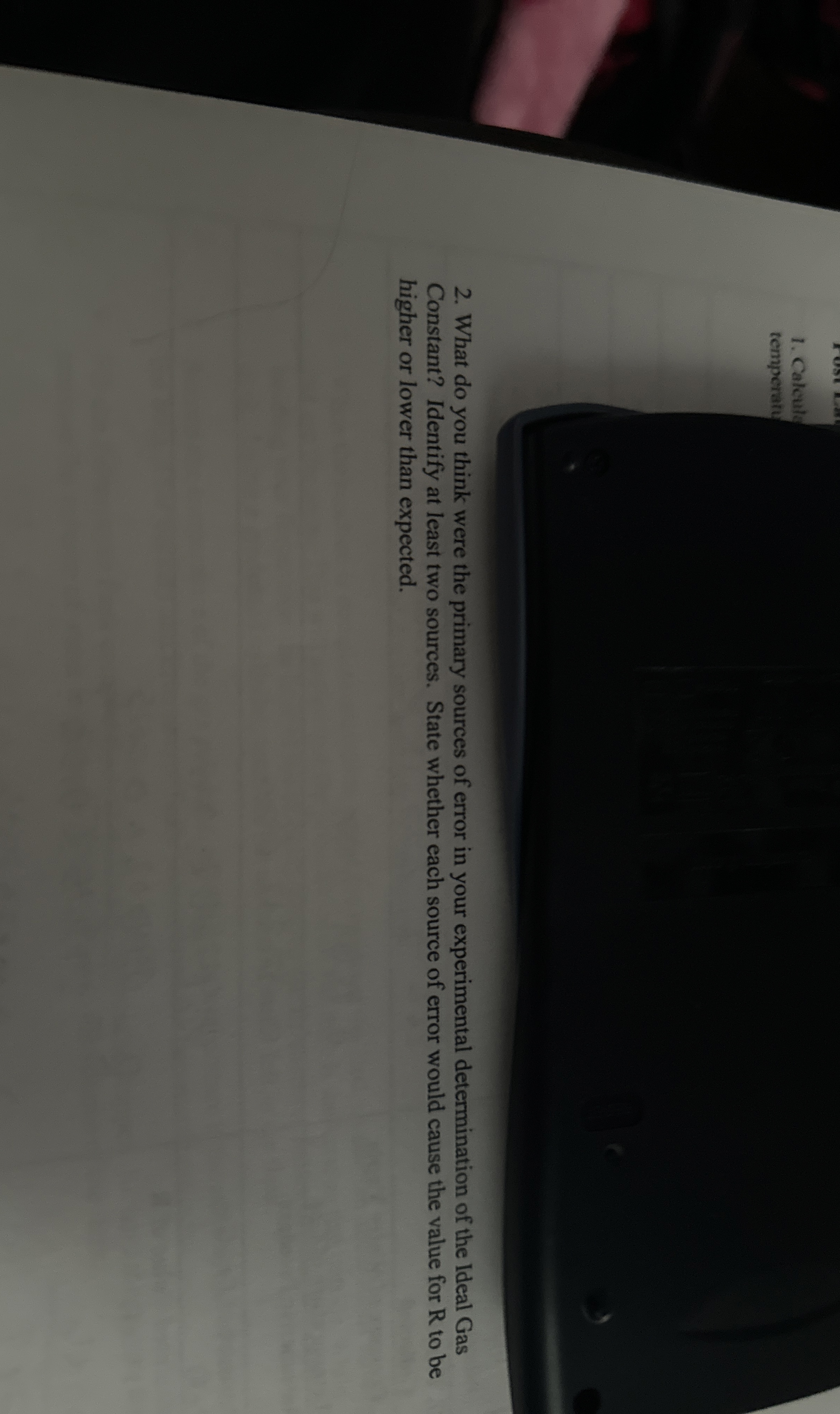 Solved What do you think were the primary sources of error | Chegg.com