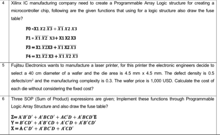 Solved 4 Xilinx IC manufacturing company need to create a | Chegg.com