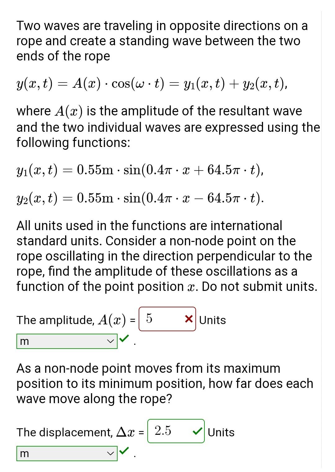 Solved Two waves are traveling in opposite directions on a | Chegg.com