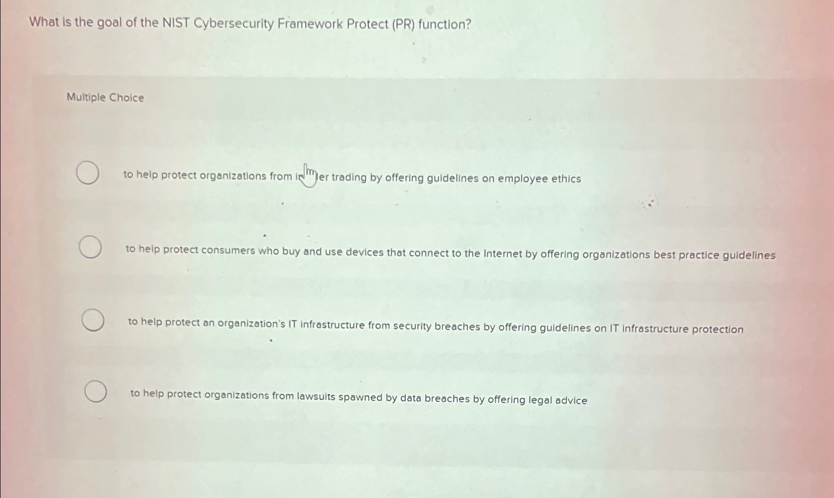 Solved What is the goal of the NIST Cybersecurity Framework | Chegg.com