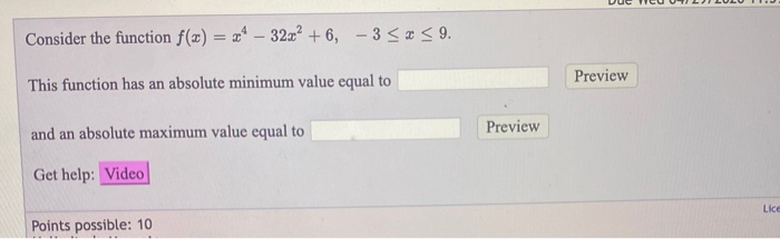 Solved Consider the function f(-) = * - 32.² +6, -3