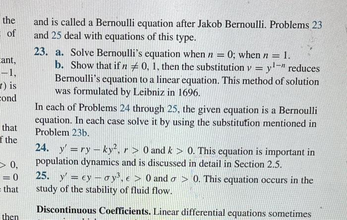 Solved Bernoulli Equations. Sometimes it is possible to | Chegg.com