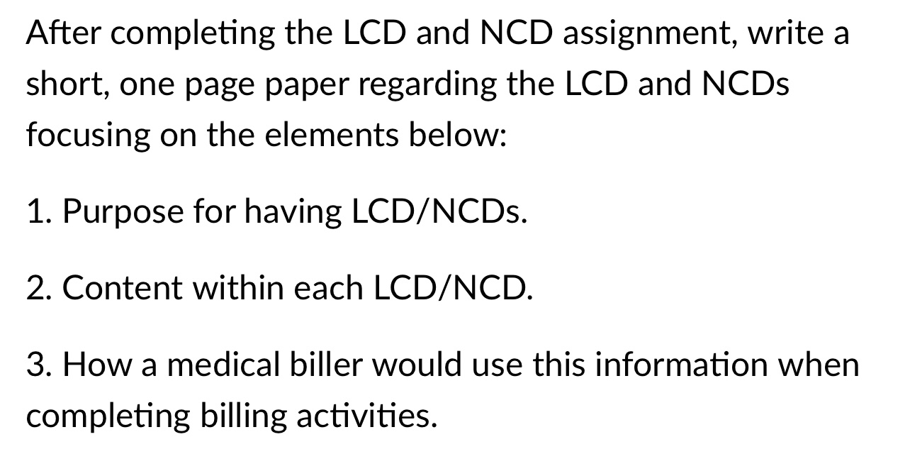 Solved After completing the LCD and NCD assignment, write | Chegg.com